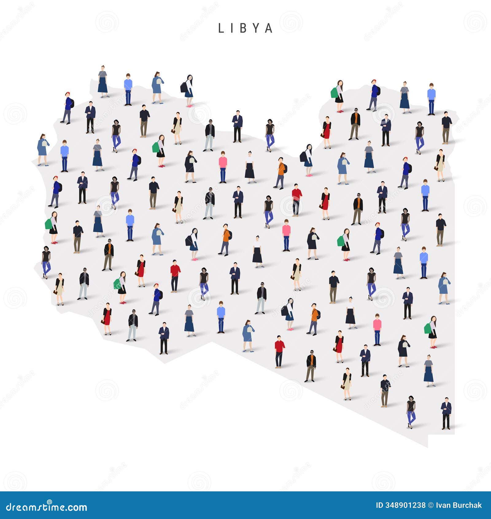 Libya Population Map. Large Group Of People In A Shape Of Libyan Map ...