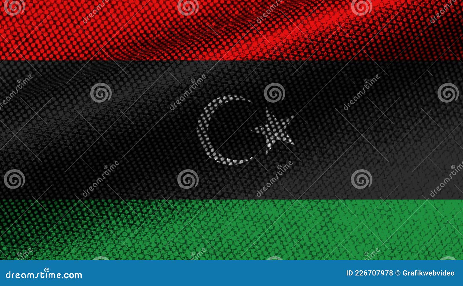 Libya Realistic Fabric Texture Effect Wavy Dark Colors Flag 3D ...