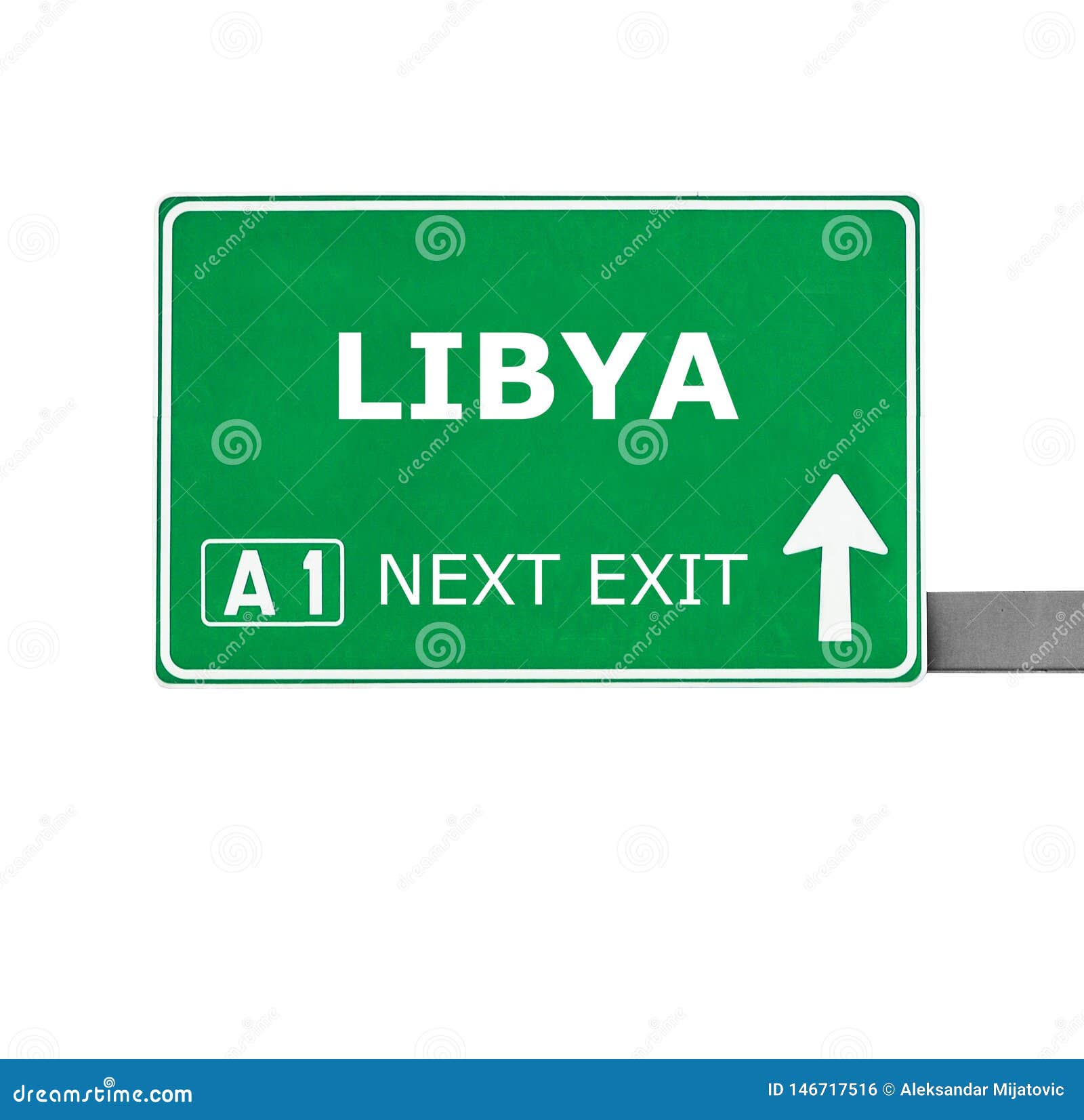 LIBYA Road Sign Isolated on White Stock Photo - Image of exit, clouds ...