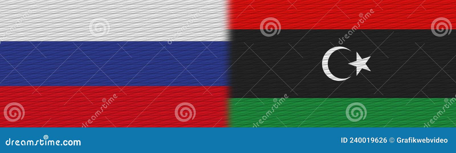 Libya and Russia Fabric Texture Flag â€“ 3D Illustrations Stock ...
