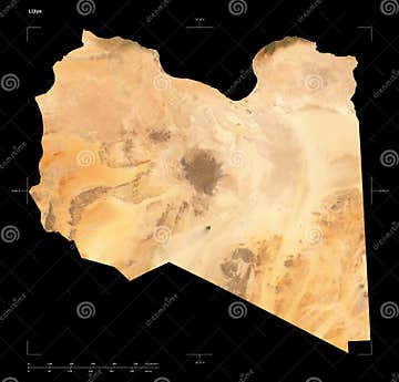 Libya Shape on Black. Low-res Satellite Stock Illustration ...