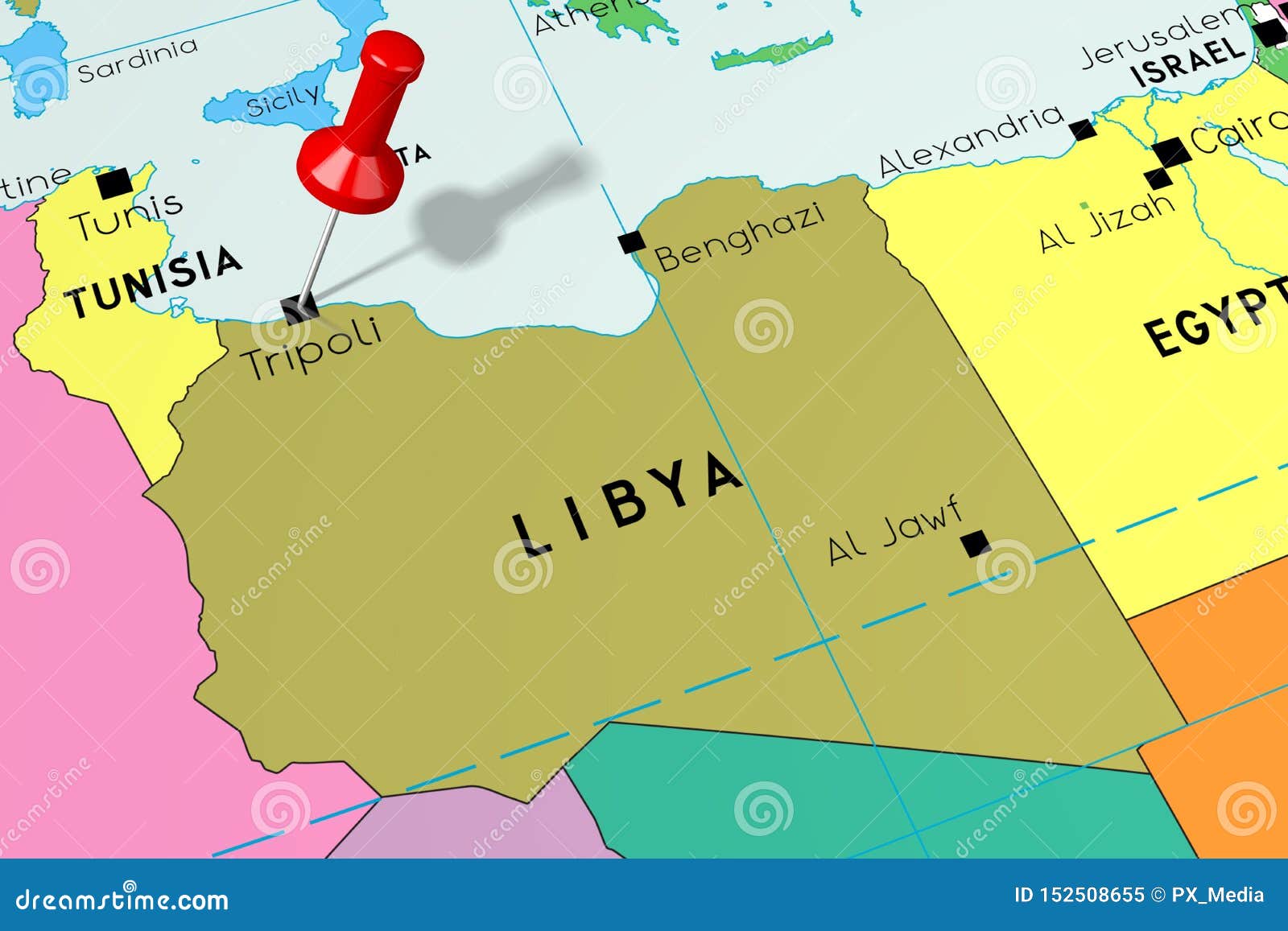 Libya, Tripoli - Capital City, Pinned on Political Map Stock ... Libya, Tripoli - Capital City, Pinned on Political Map Stock ...