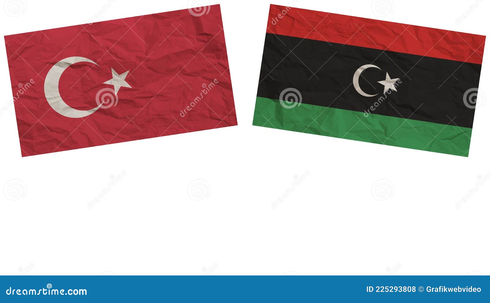 Libya and Turkey Flags Together Paper Texture Illustration Stock ...