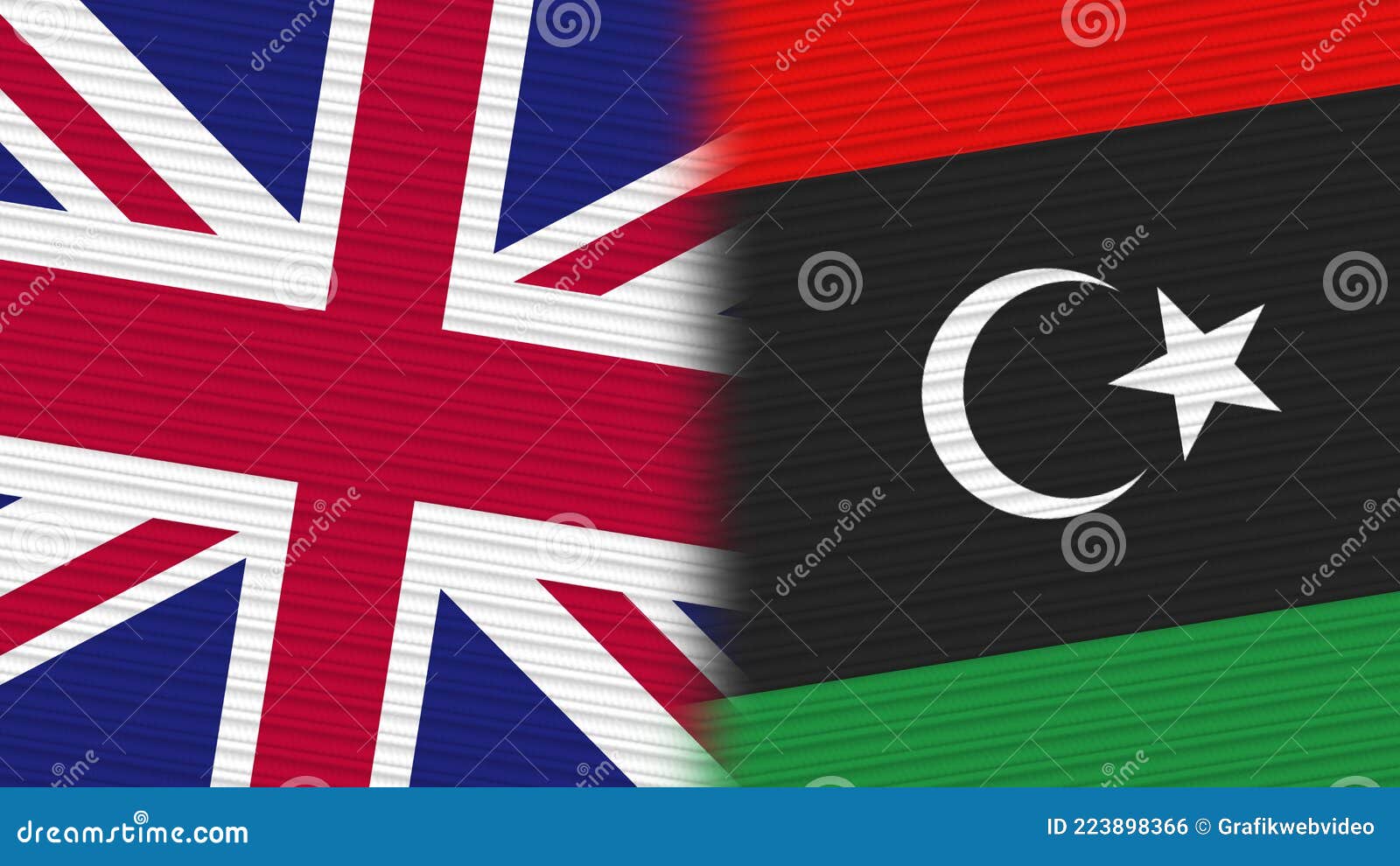 Libya and United Kingdom Flags Together Fabric Texture Stock ...