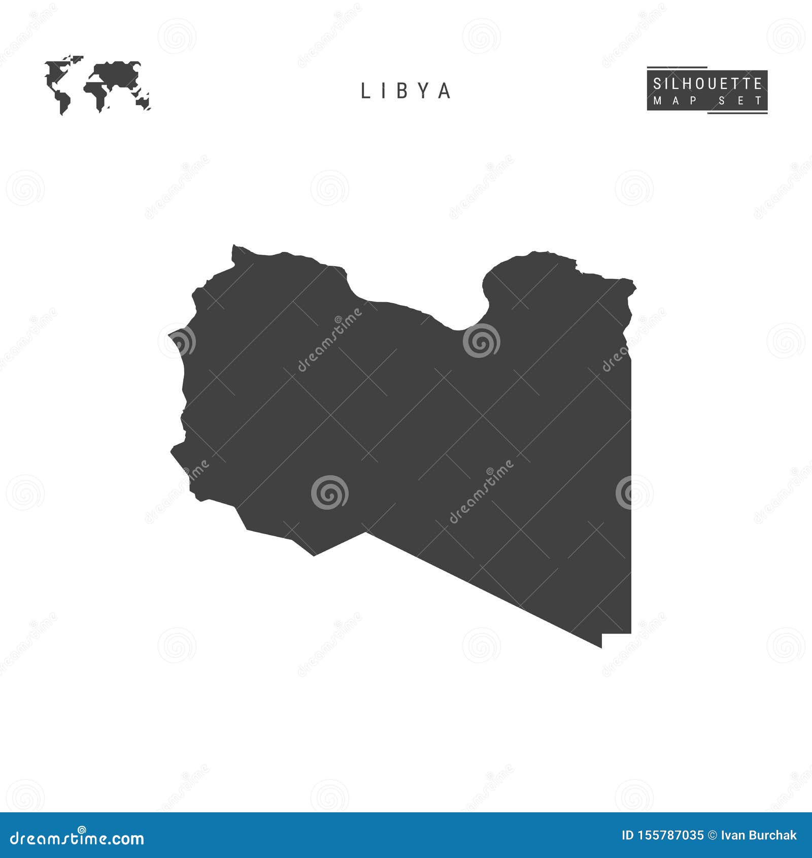 Libya Vector Map Isolated on White Background. High-Detailed Black ...