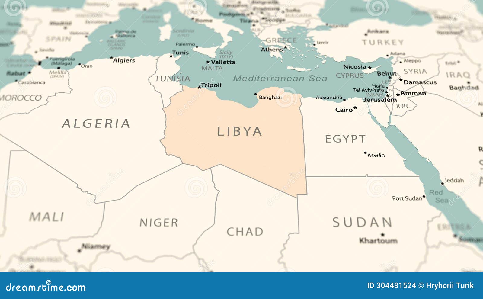 Libya on the world map stock photo. Image of view, ethnicity - 304481524