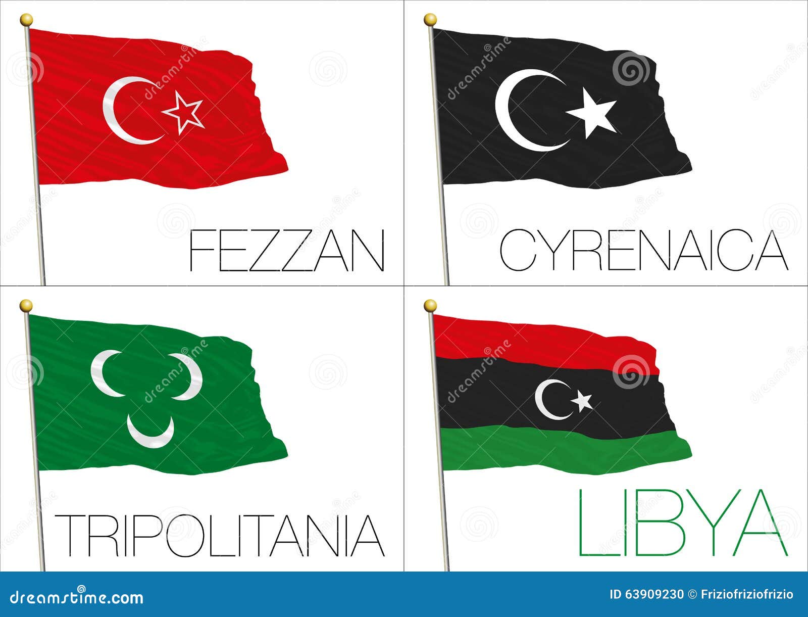 Libyan regional flags stock vector. Illustration of libya - 63909230