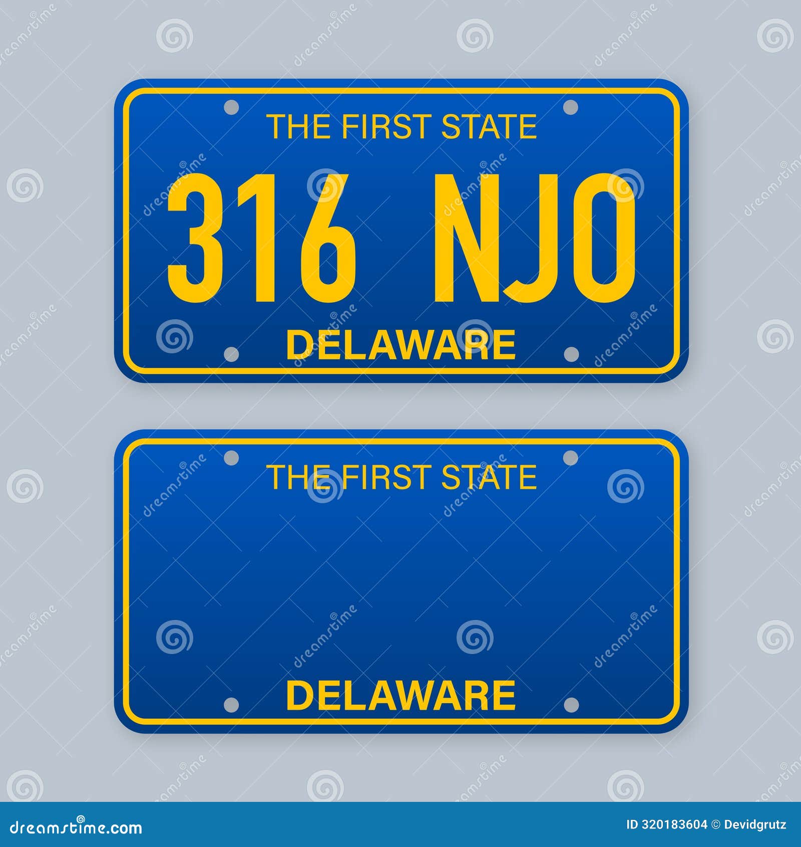 License Plate of Delaware. Car Number Plate Stock Vector - Illustration ...