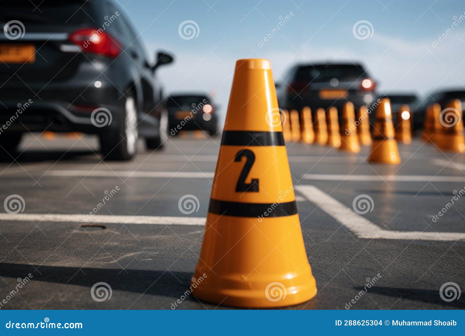 License Test Involves Car Maneuvering through Traffic Cones, Testing ...