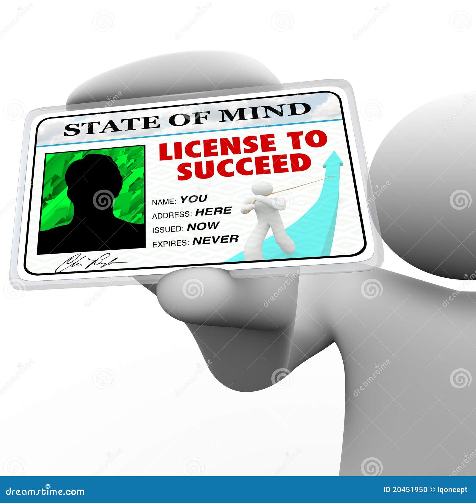 License To Succeed - Man Holding Badge Stock Illustration ...