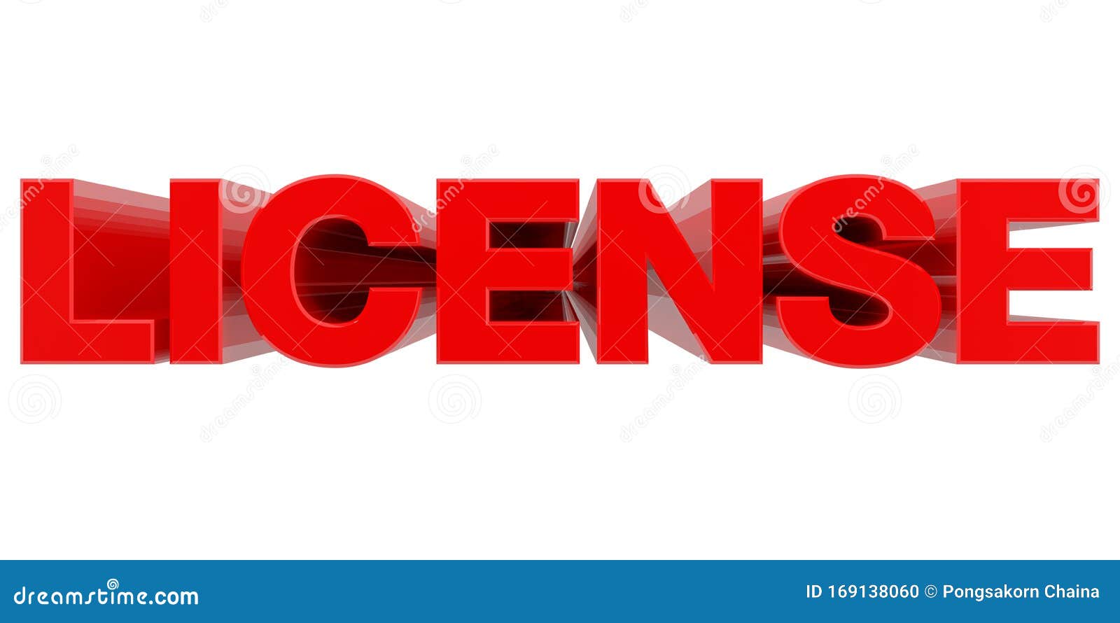 LICENSE Word on White Background 3d Rendering Stock Illustration ...