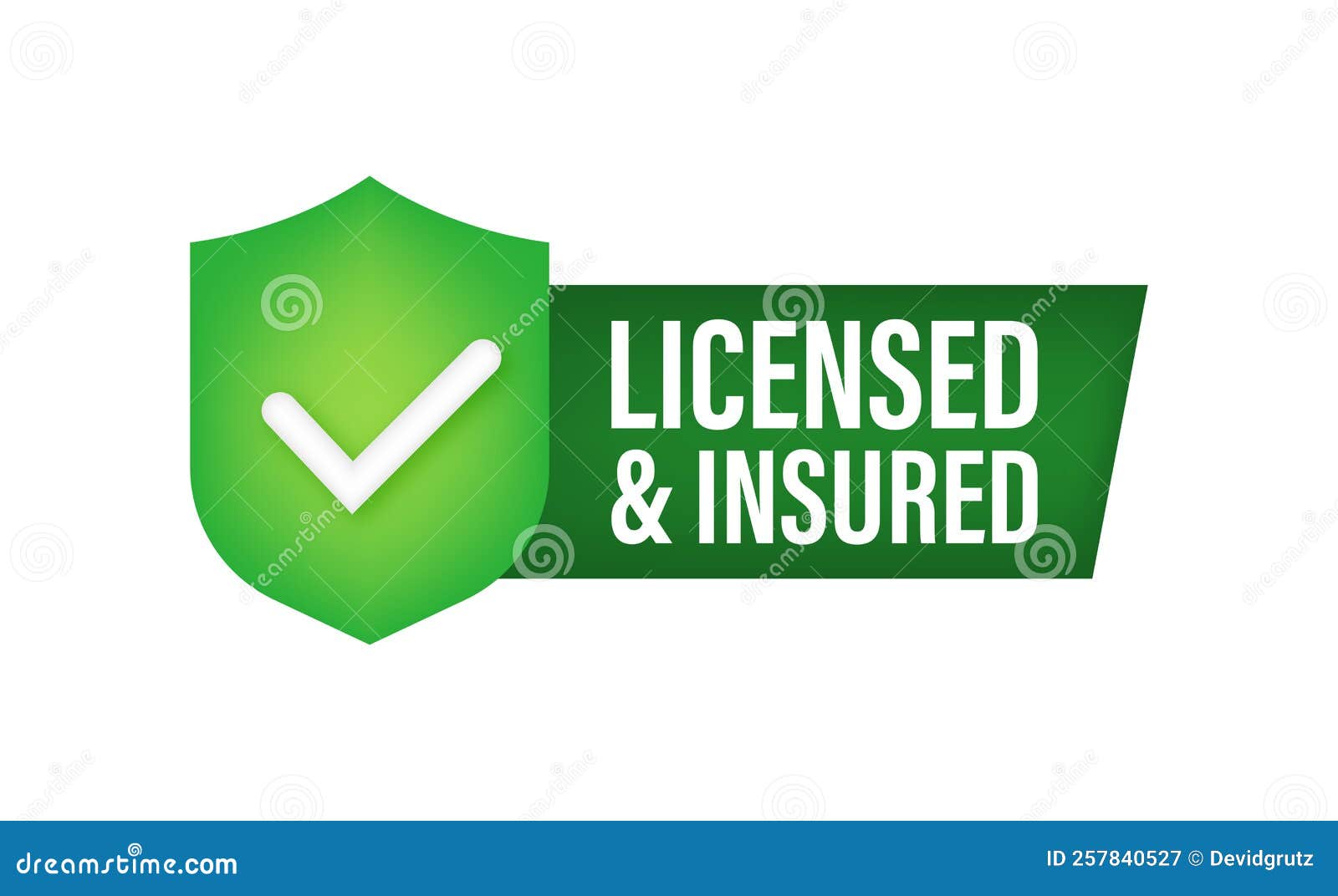 Licensed and Insured Vector Icon with Tick Mark and Shield Stock Vector ...