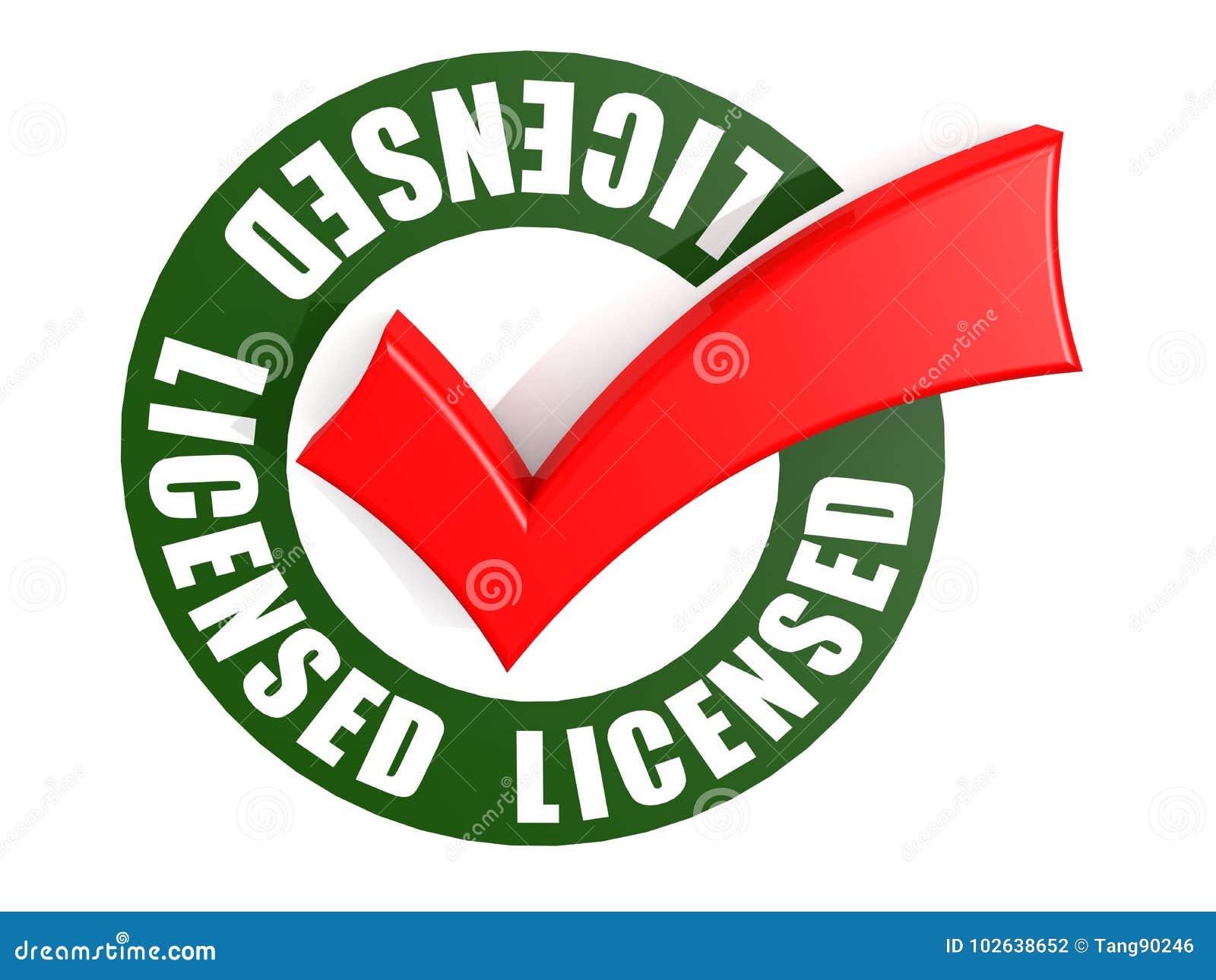 Licensed and Red Check Mark Stock Illustration - Illustration of ...
