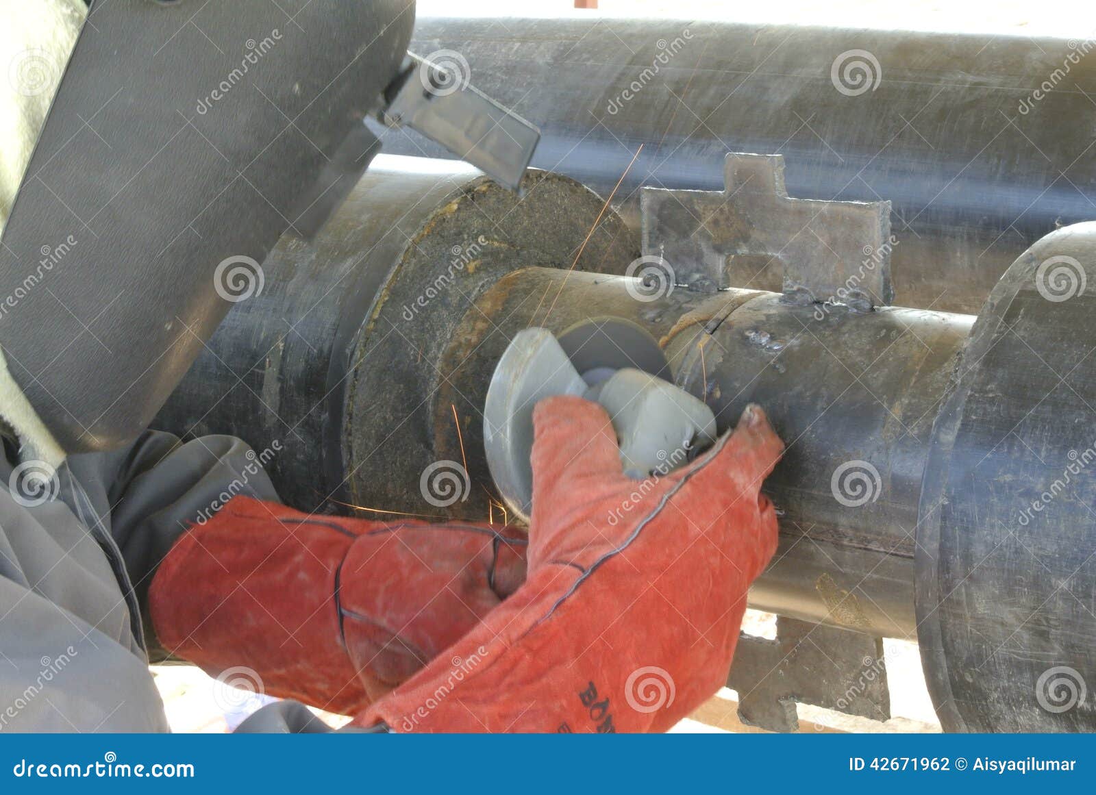 A Licensed Welder are Using Grinder Stock Photo - Image of workmanship ...