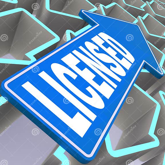 Licensed Word with Blue Arrow Stock Illustration - Illustration of ...