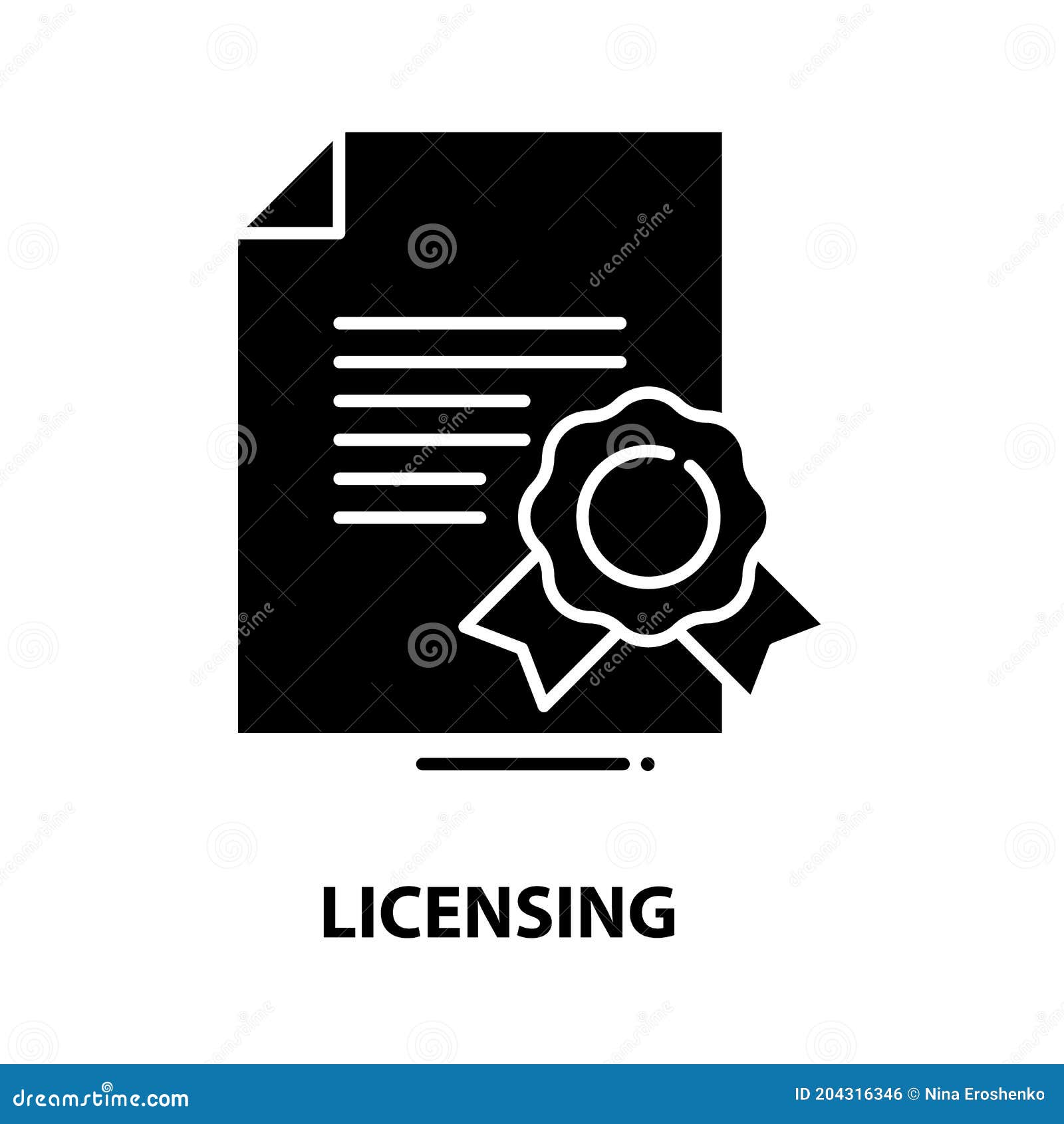 Licensing Icon, Black Vector Sign with Editable Strokes, Concept ...