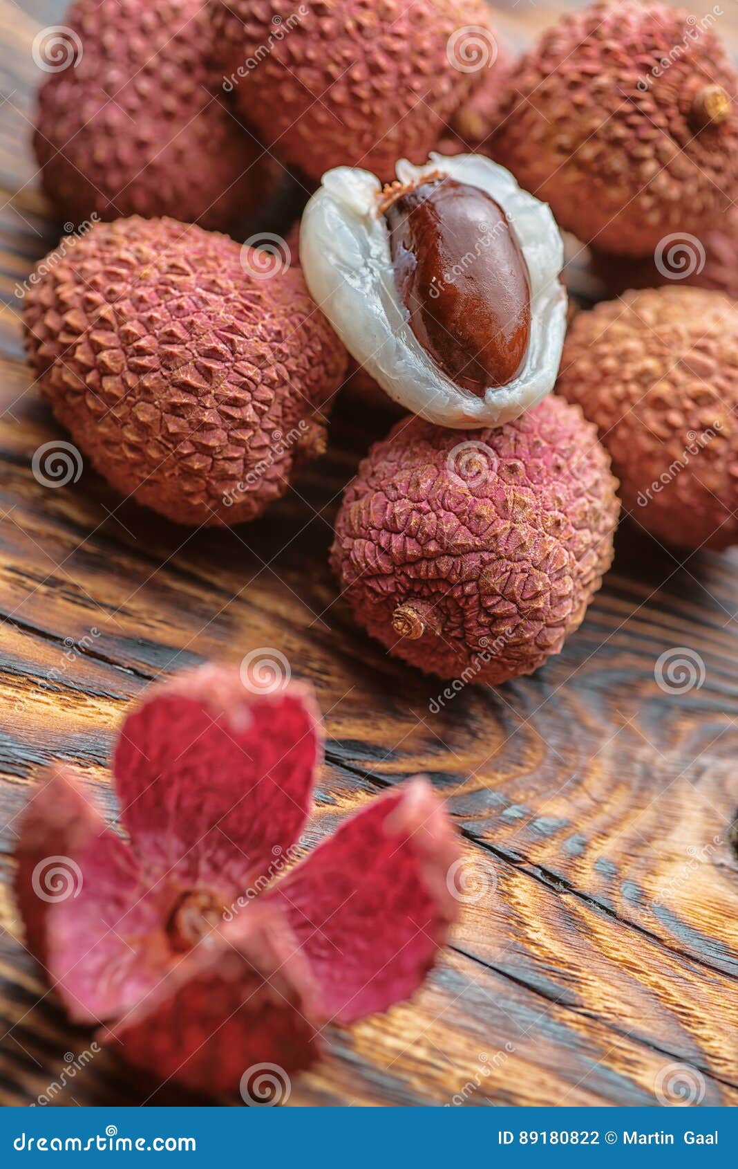 Lichee on Wooden Table, Litchi, Lychee Fruit Detail Stock Photo - Image ...