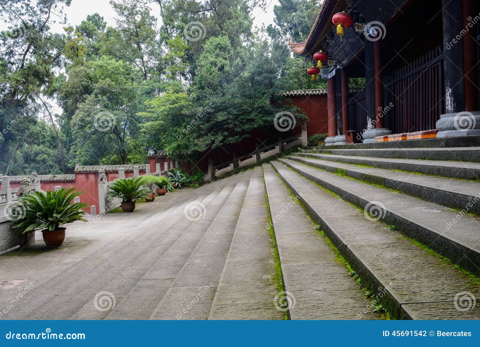 Lichen-covered Stone Steps before Ancient Chinese Building Stock Photo ...