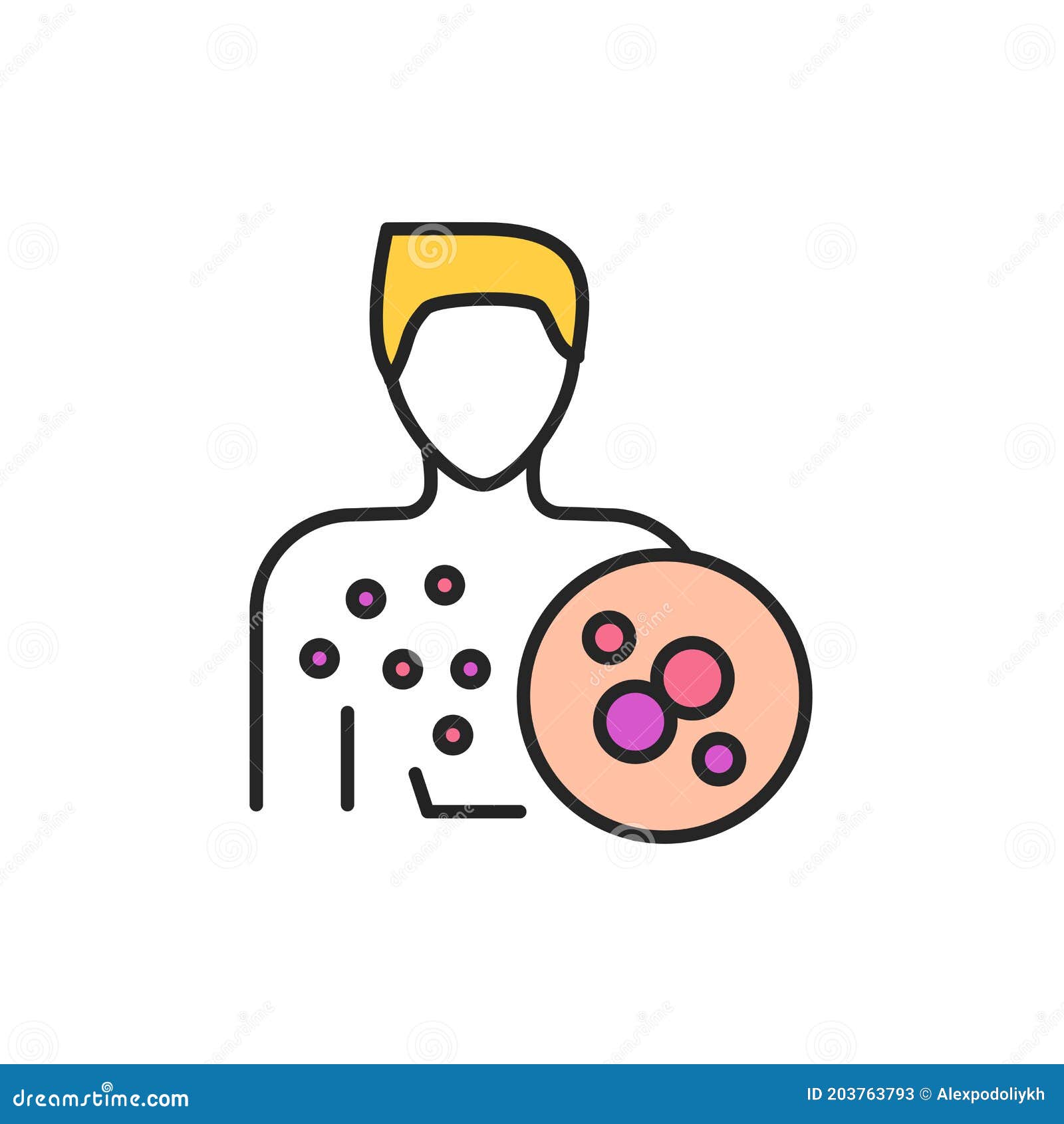 Lichen Planus Color Line Icon Dermatology Disease Isolated Vector