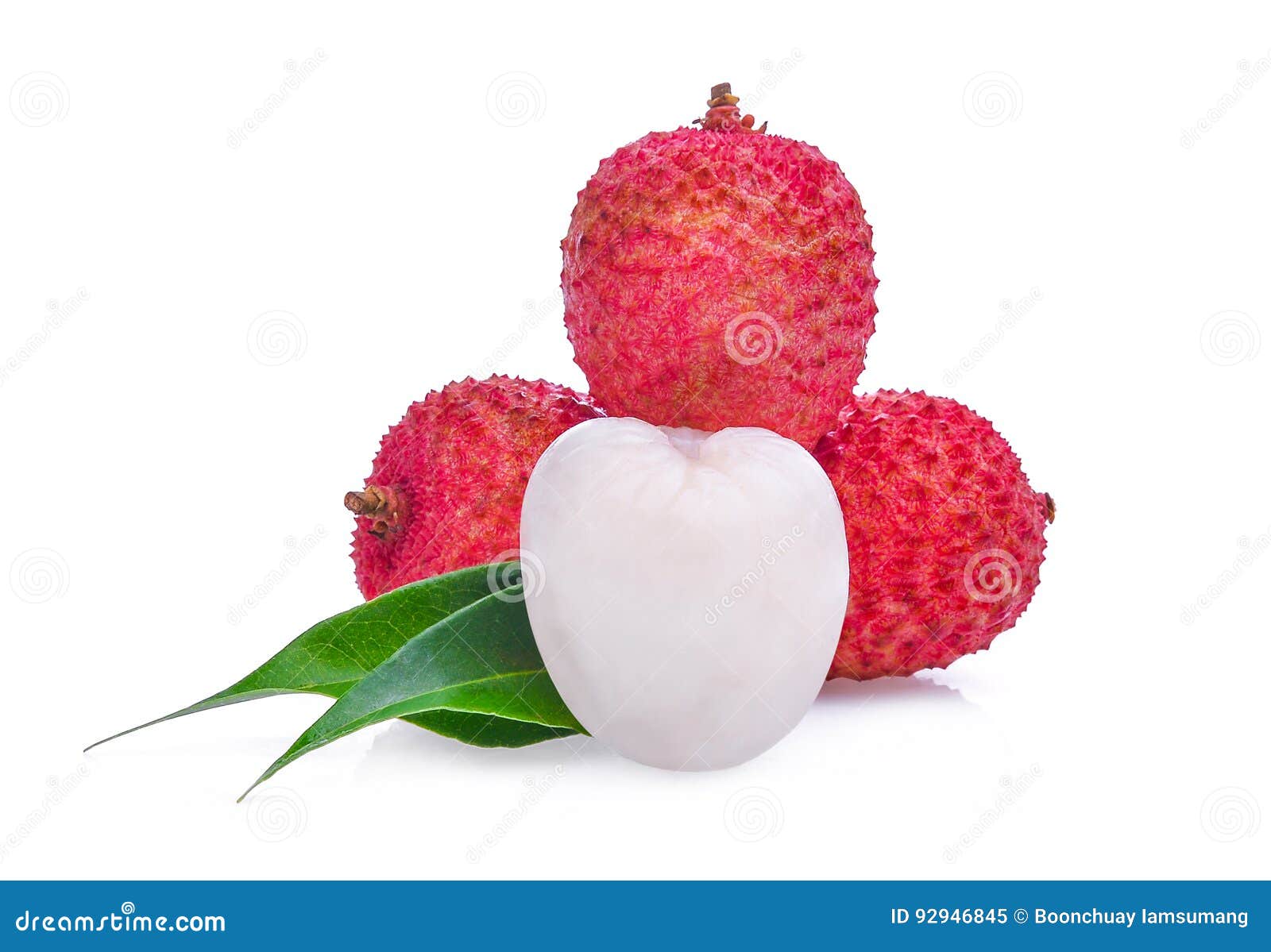 Lichi Con Las Hojas Aisladas En Blanco Imagen de archivo - Imagen de ...