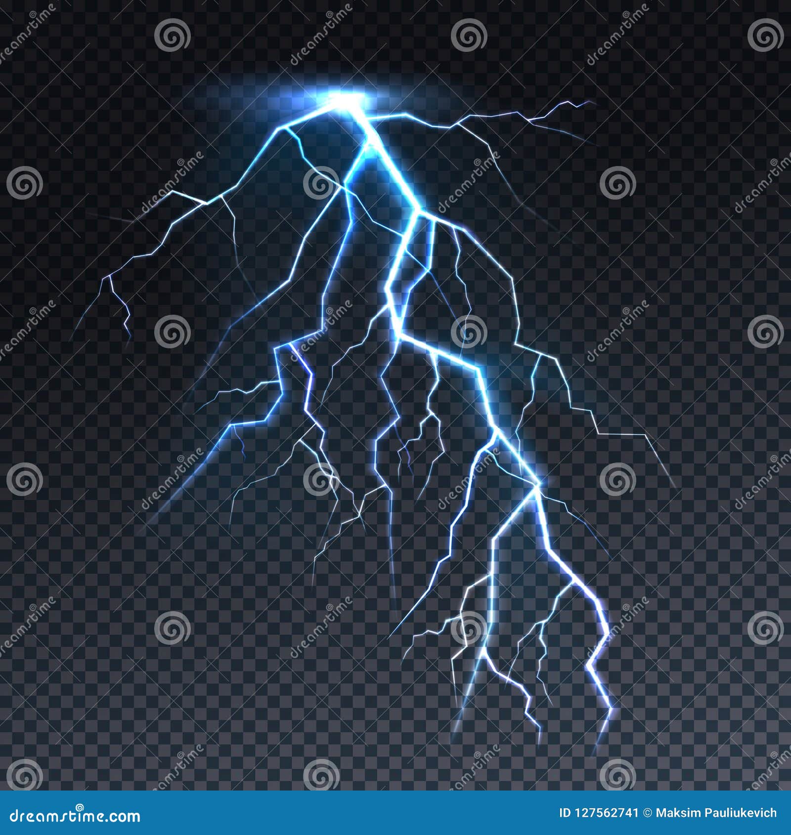 Licht Van De Bliksem Het Vector Realistische Blikseminslag Vector ...