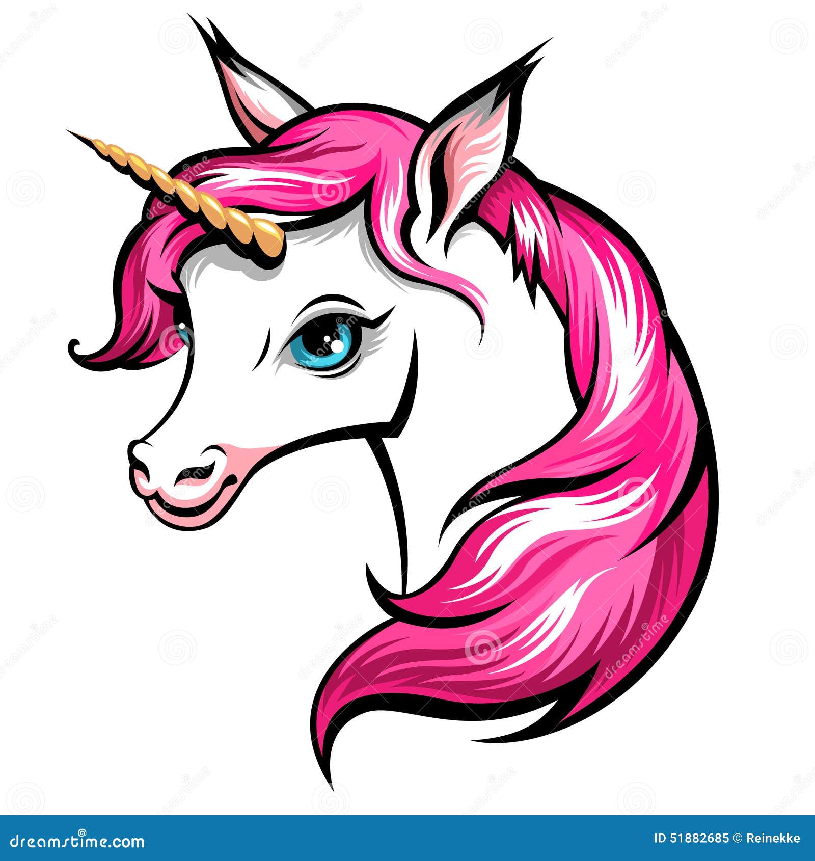 Licorne rose illustration de vecteur. Illustration du beau - 51882685