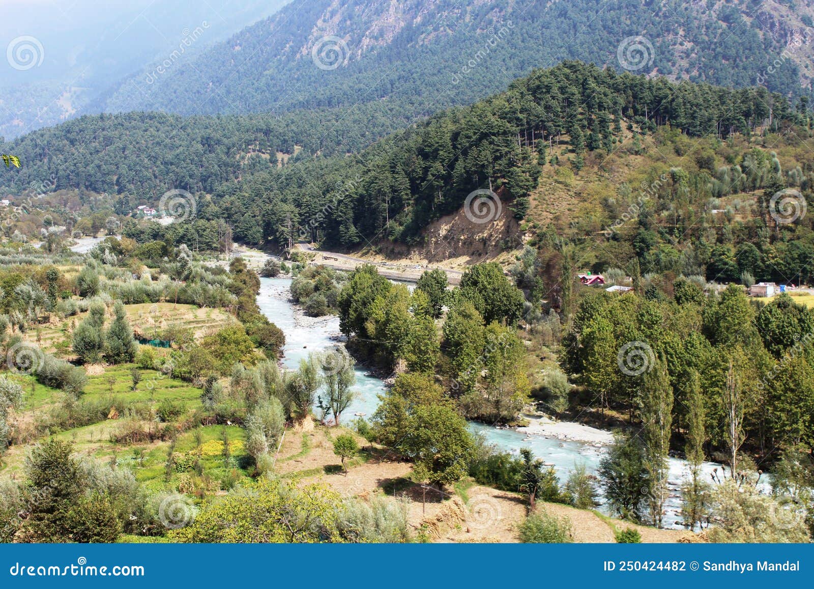 Lidder River Flowing through the Valley in Pahalgam, Surrounded by ...