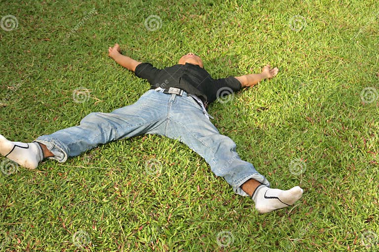 Lie down on grass stock photo. Image of garden, freshness - 8831086