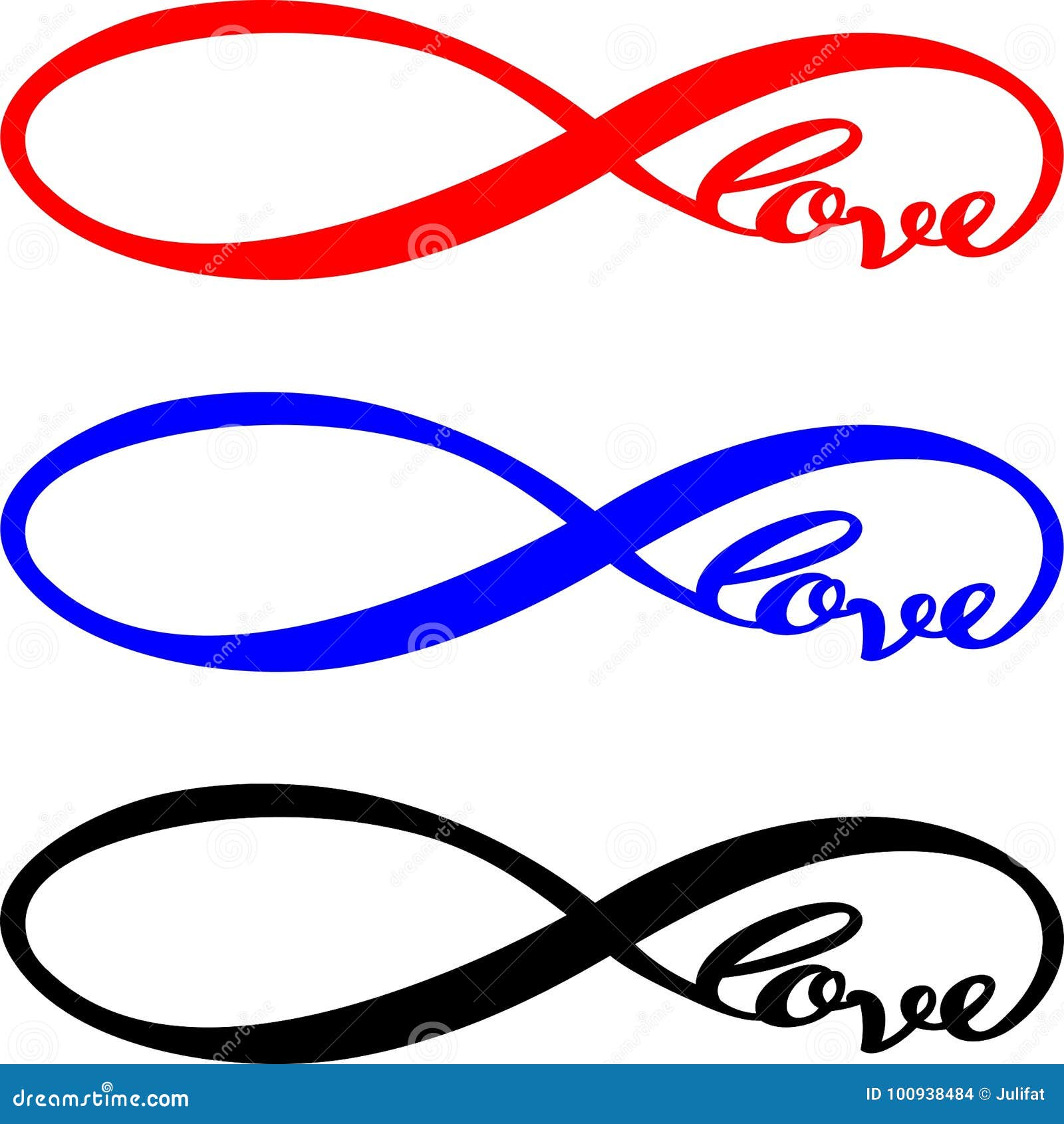 Liebeswort Im Zeichen Von Unendlichkeit Vektor Abbildung - Illustration ...