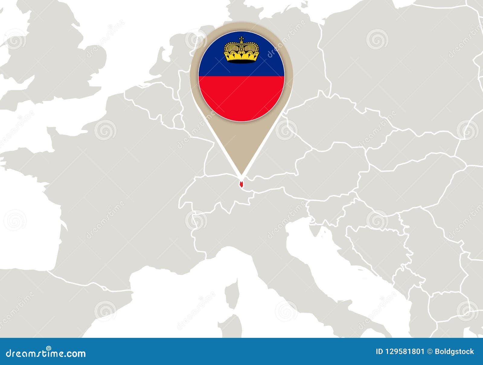 Liechtenstein on Europe Map Stock Vector - Illustration of icon ...