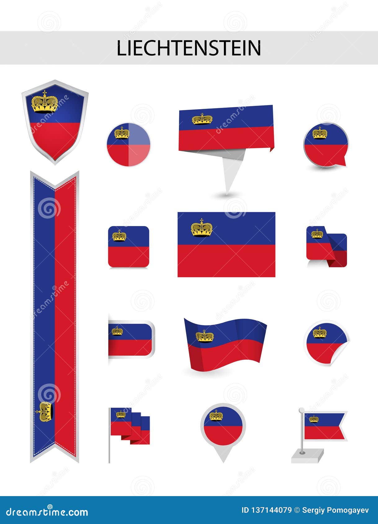 Liechtenstein Flat Flag Collection Stock Vector - Illustration of ...