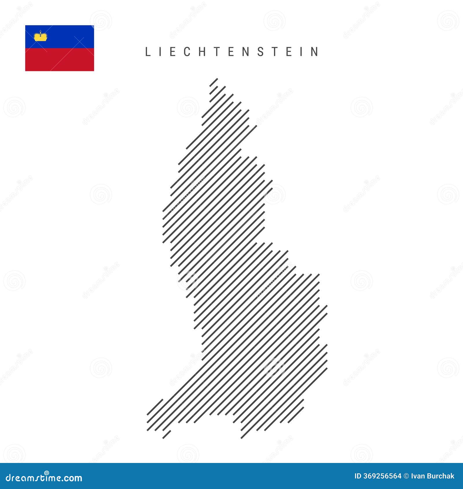 Liechtenstein Map Of Black Contour Curves On White Background Of ...