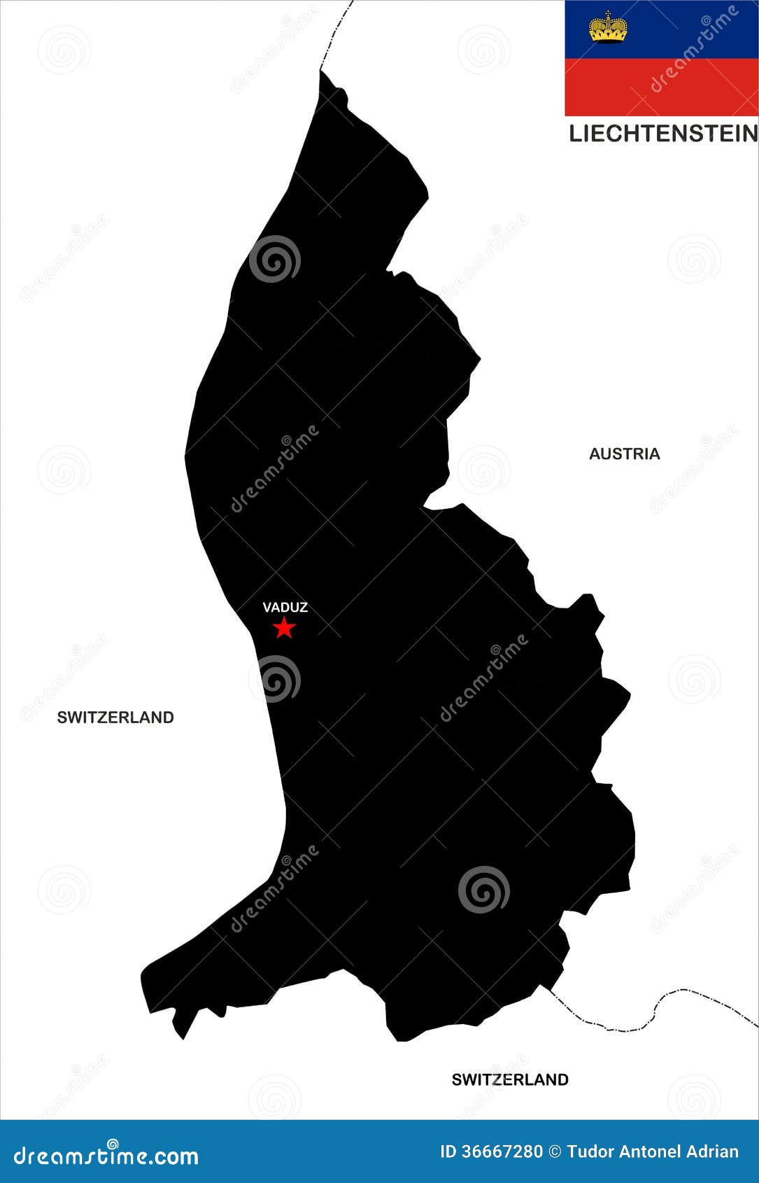 Liechtenstein Map. Black Silhouette Country Map Isolated On White ...