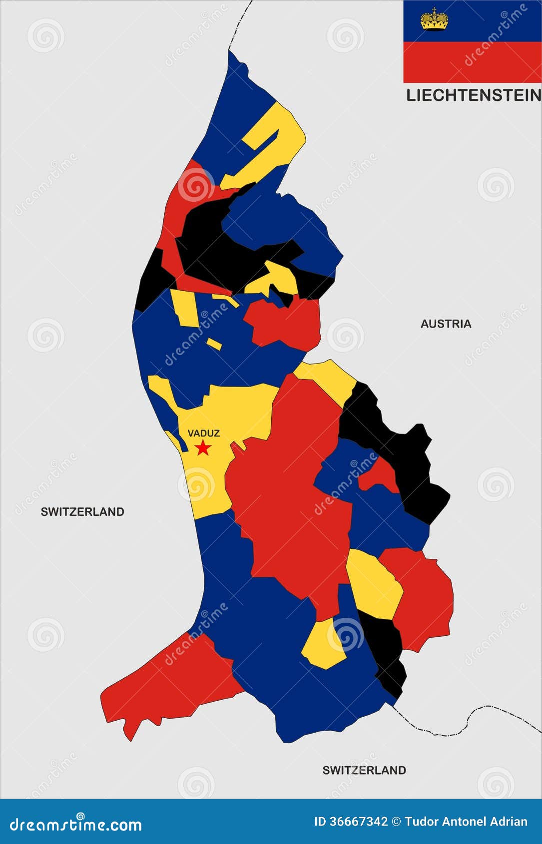Liechtenstein map stock illustration. Illustration of political - 36667342
