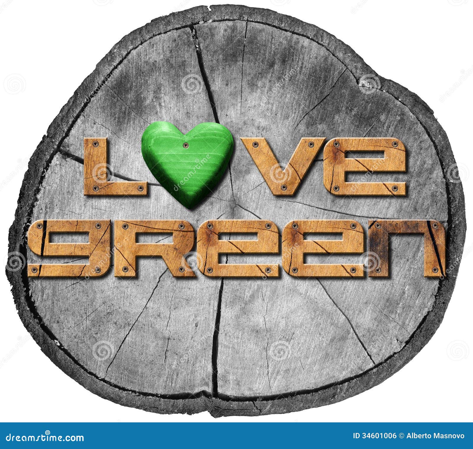 Liefde Groen Op Sectie Van Boomboomstam Stock Illustratie ...