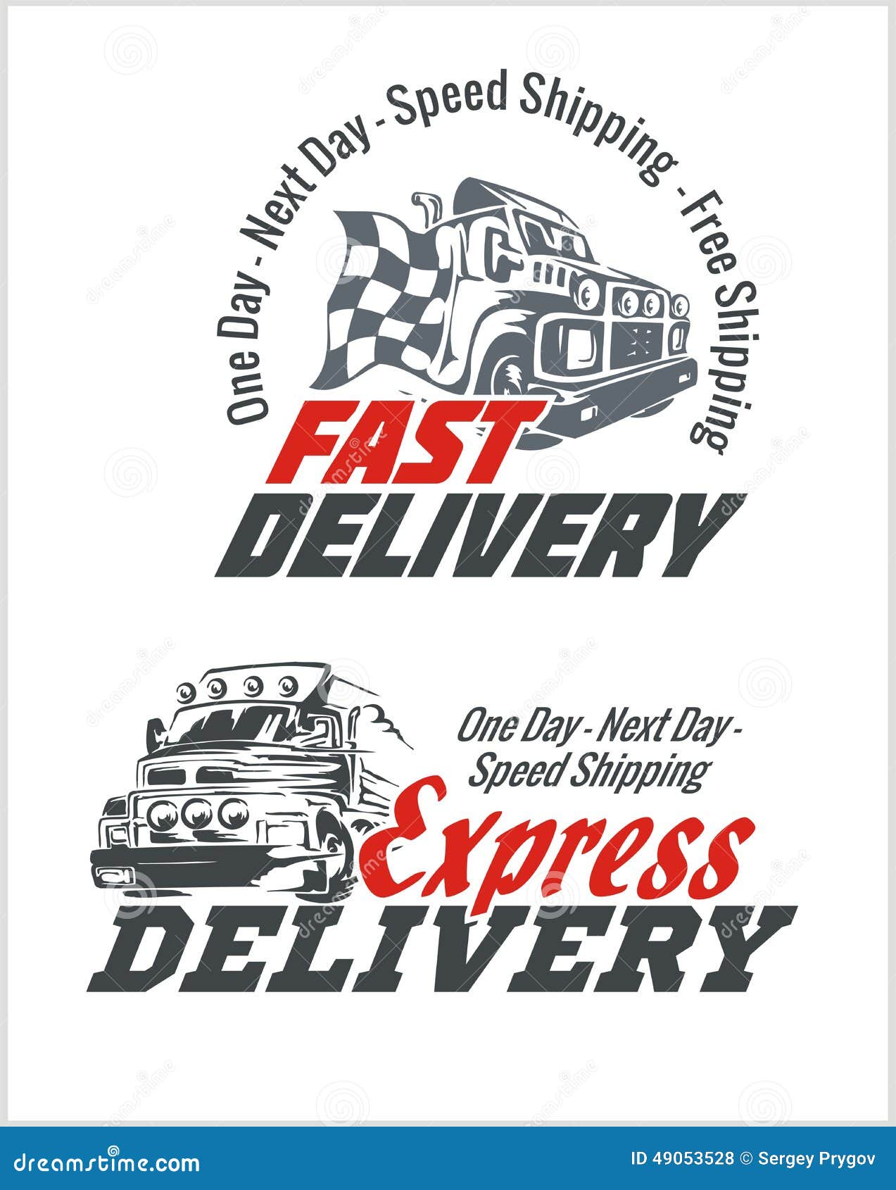 Lieferungselemente Graue Und Rote Versandzeichen Vektor Abbildung ...