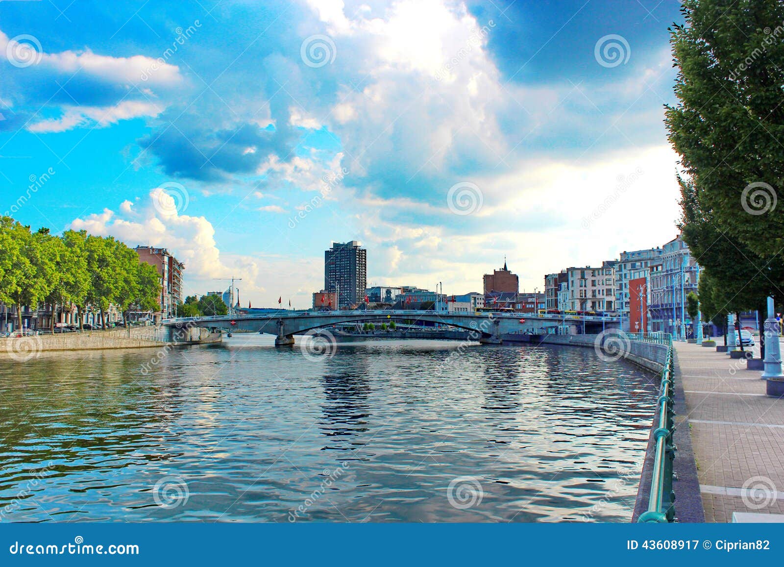 Liege - river view stock image. Image of buildings, luik - 43608917
