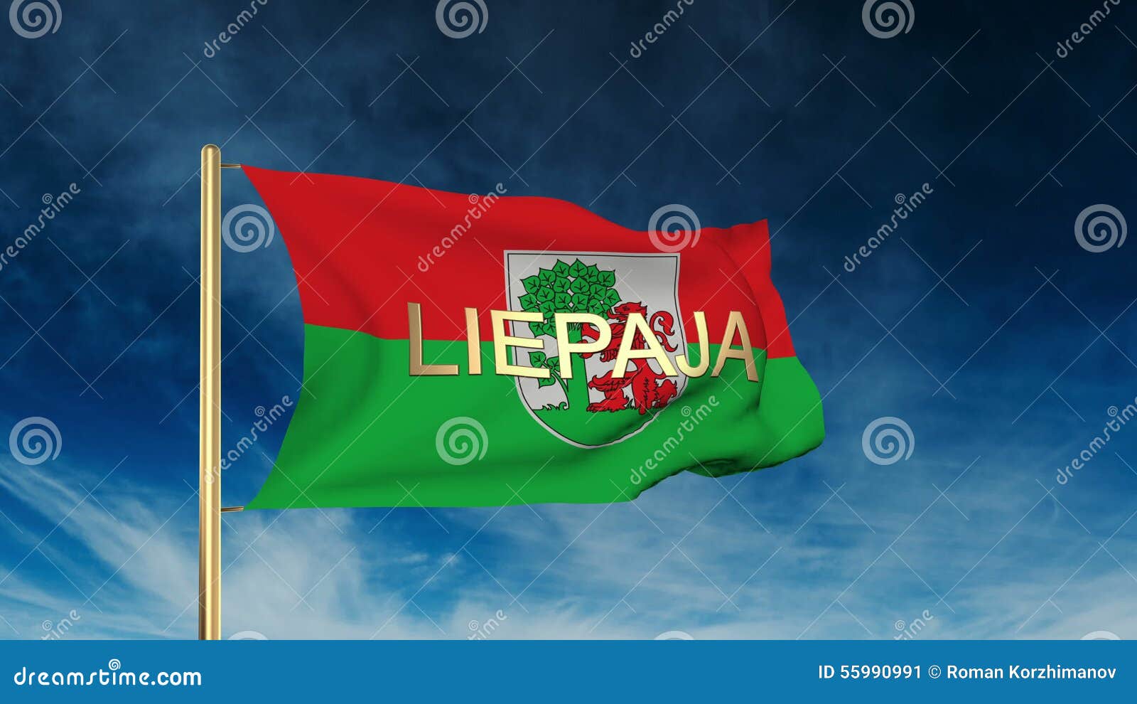 Liepaja Flag Slider Style with Title. Waving in Stock Video - Video of ...