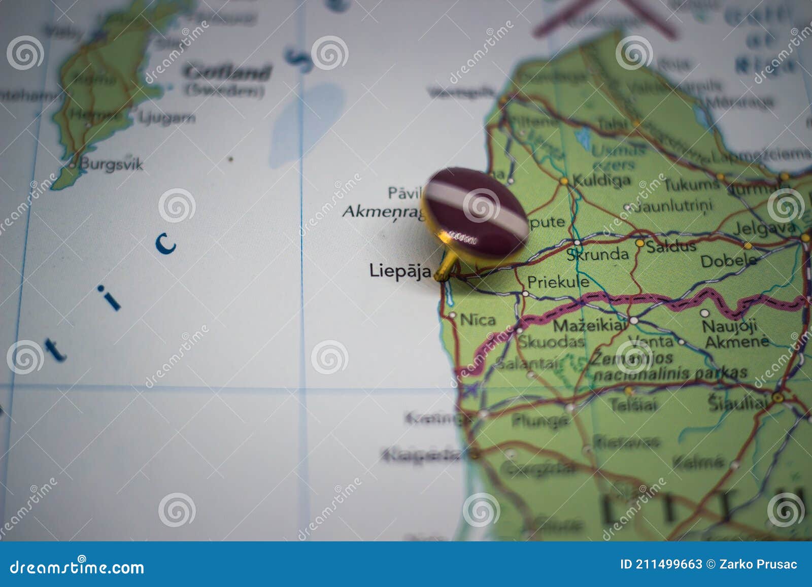 Liepaja Pinned on a Map with Flag of Latvia Stock Image - Image of ...