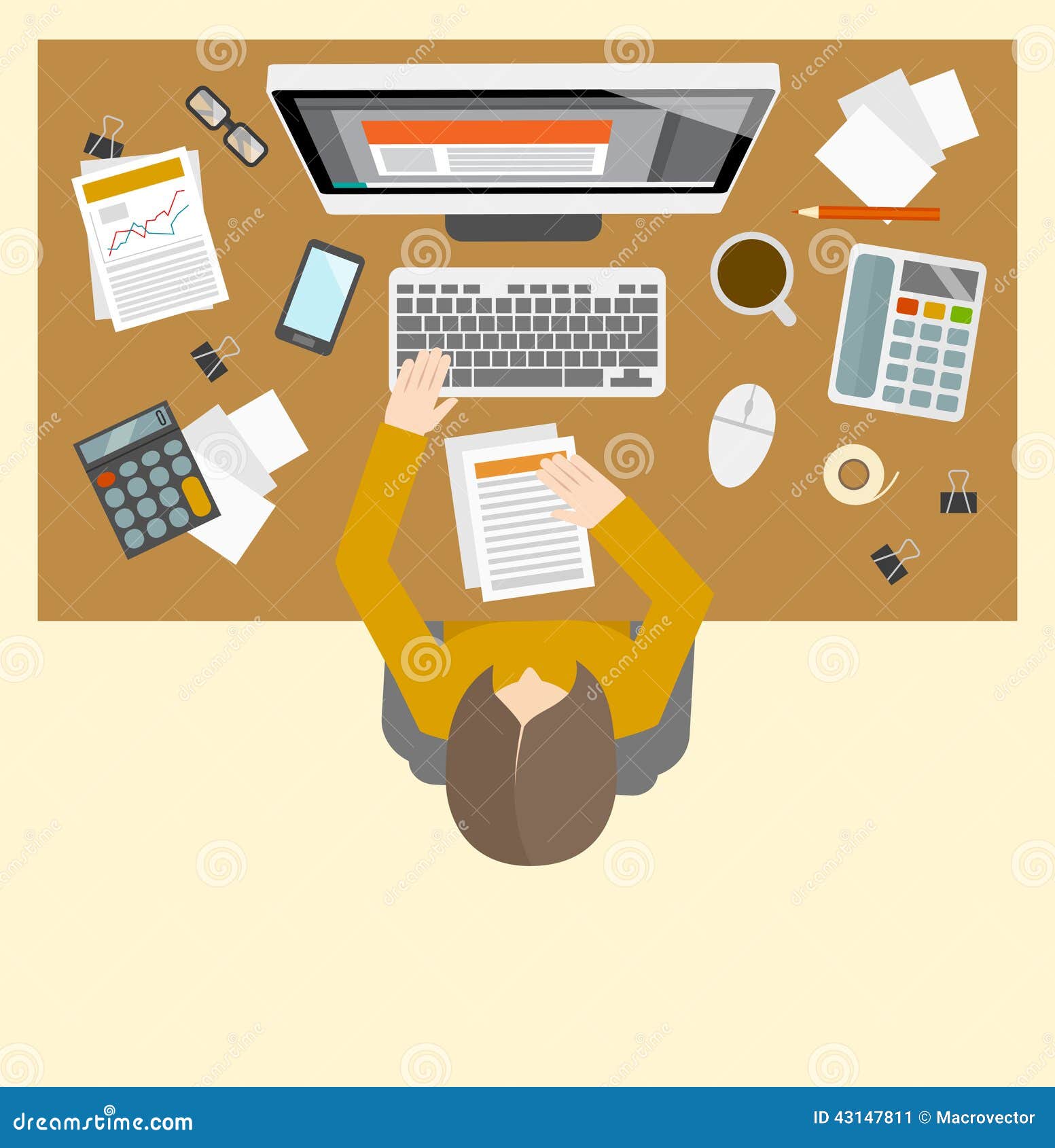 Lieu De Travail De Gestion Daccounter Illustration De Vecteur