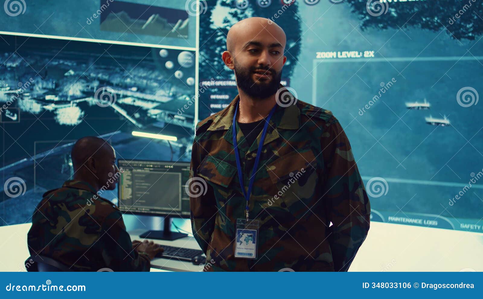 Lieutenant General Coordinating His Army Troops for Complex Military ...