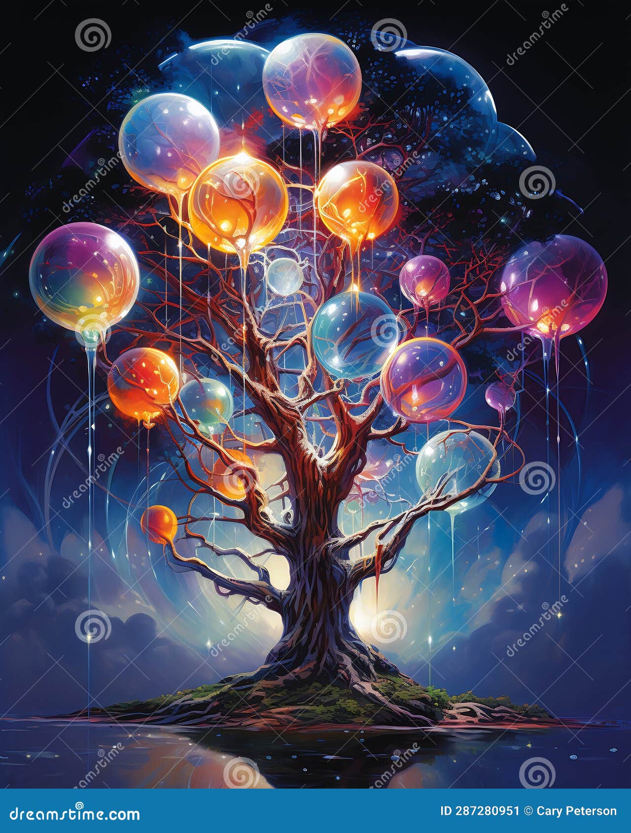 The Life-Balancing Equation: Colored Tree Balloons Interconnecte Stock ...