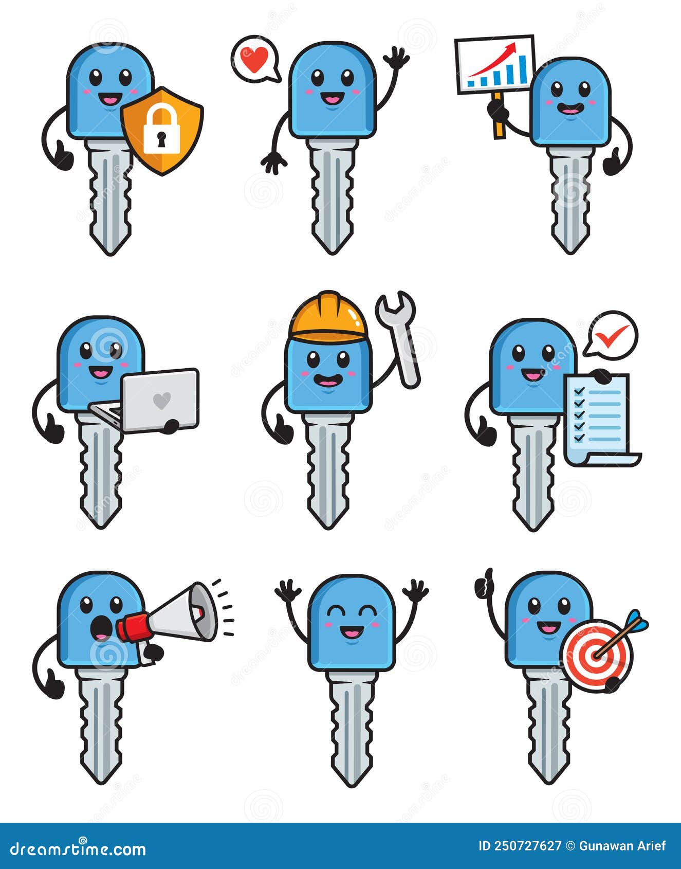 Set of Key Character Design Vector Stock Vector - Illustration of ...