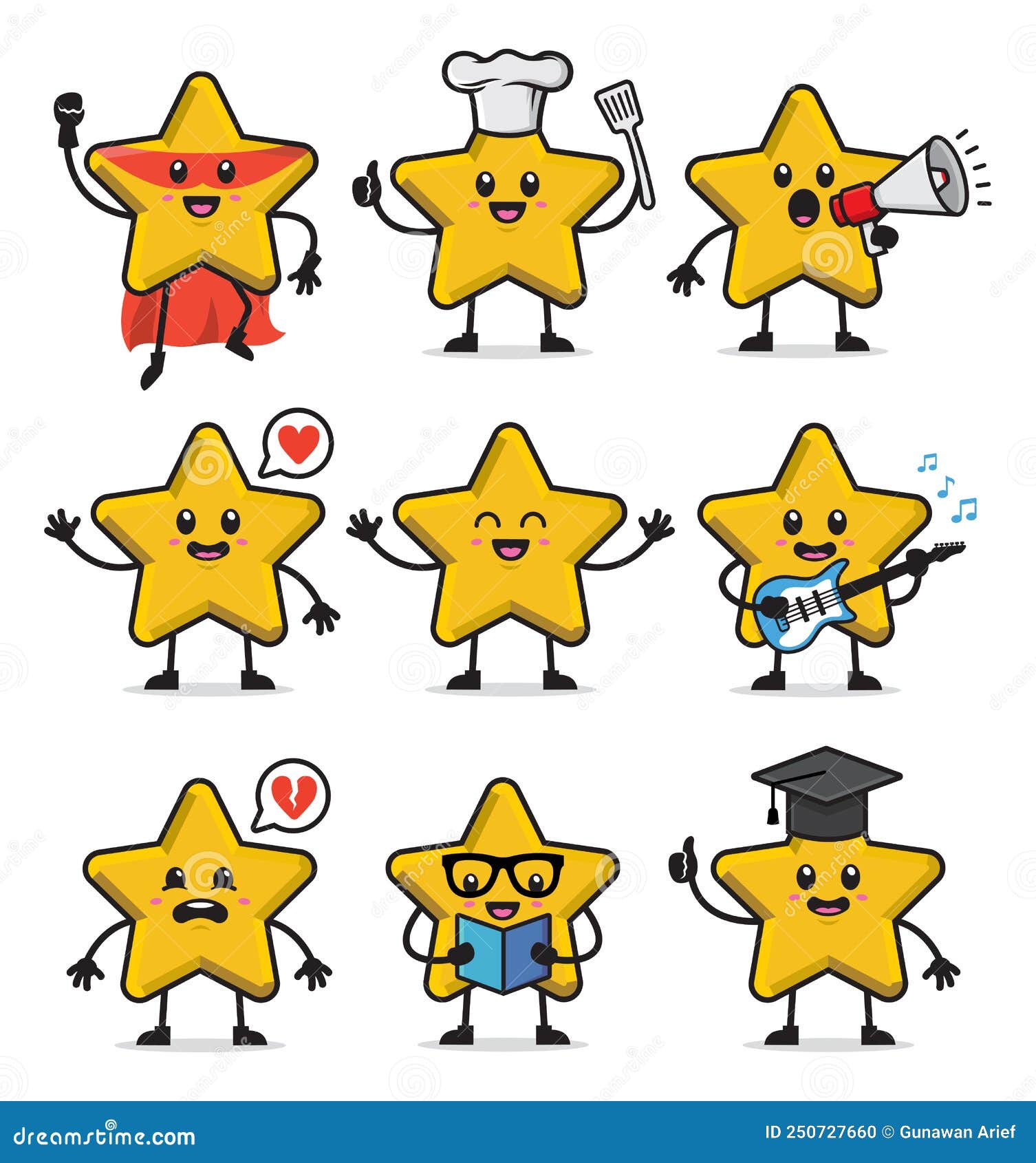 Set of Star Character Design Vector Stock Vector - Illustration of logo ...