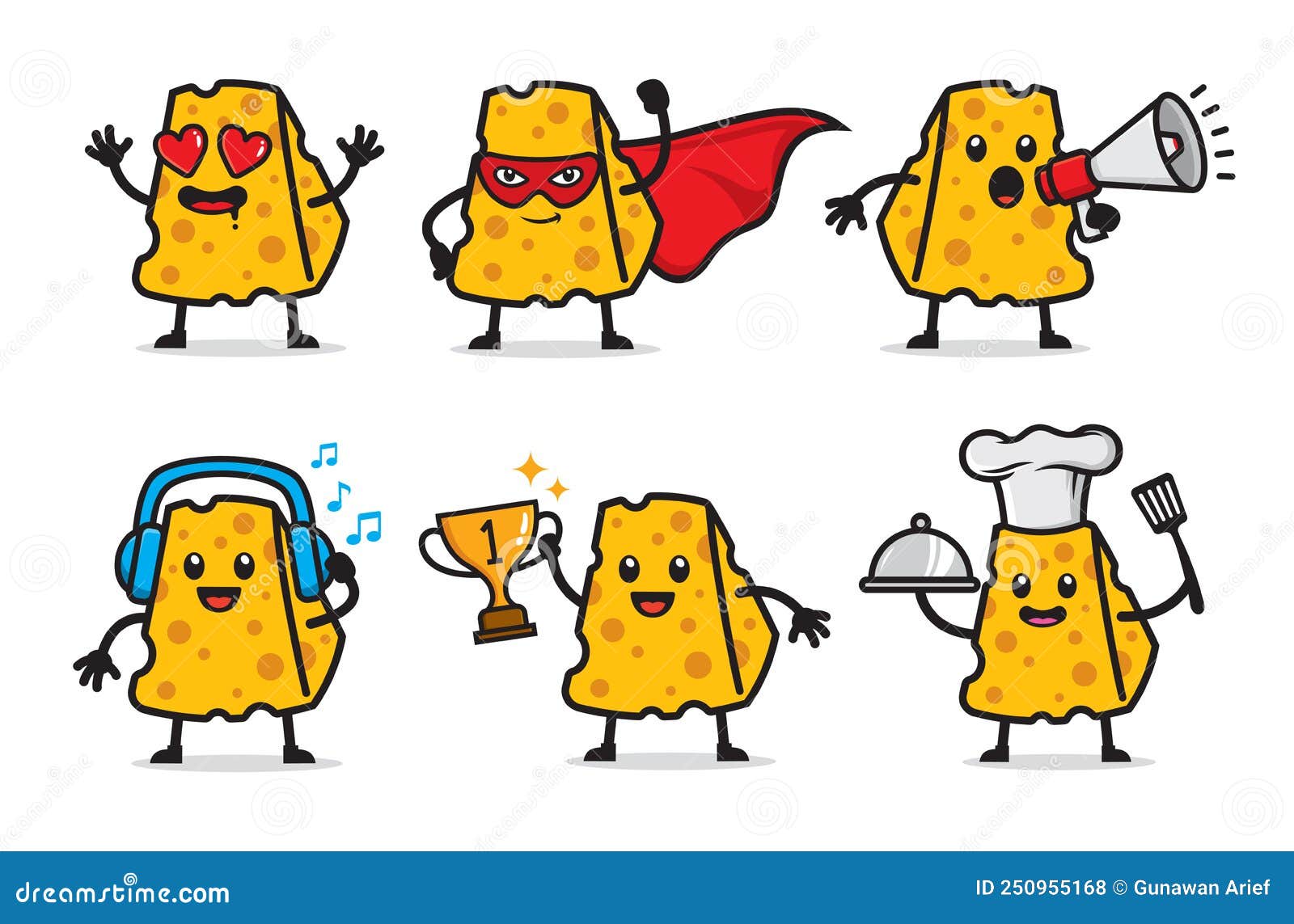 Set of Cheese Character Design Vector Stock Vector - Illustration of ...