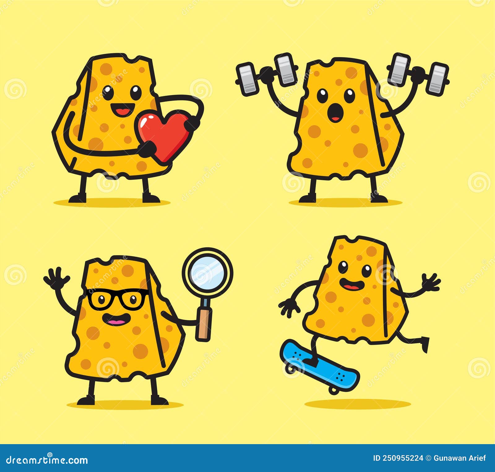 Set of Funny Cheese Character Design Vector Stock Vector - Illustration ...