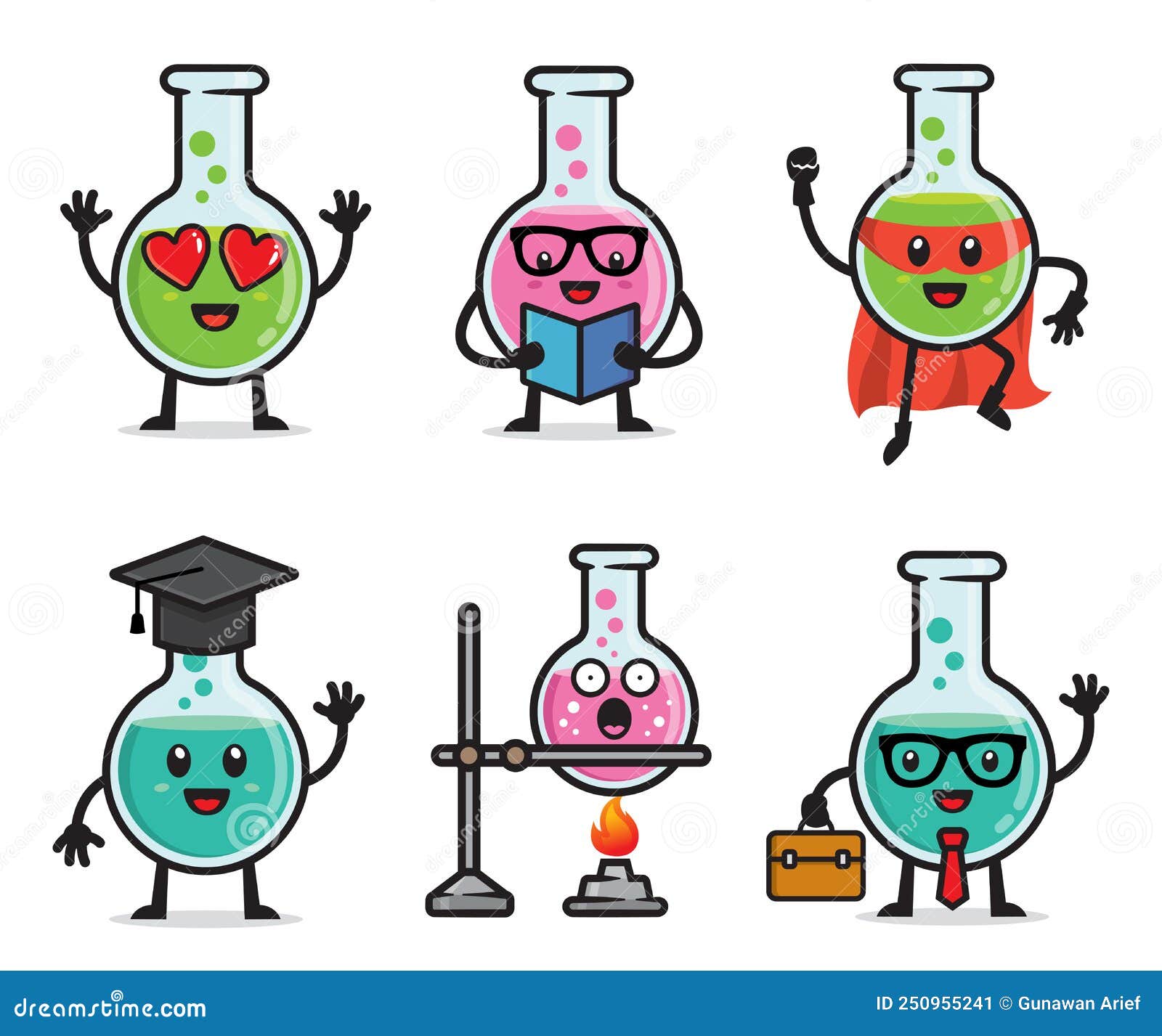 Set of Lab Bottle Character Design Vector Stock Vector - Illustration ...