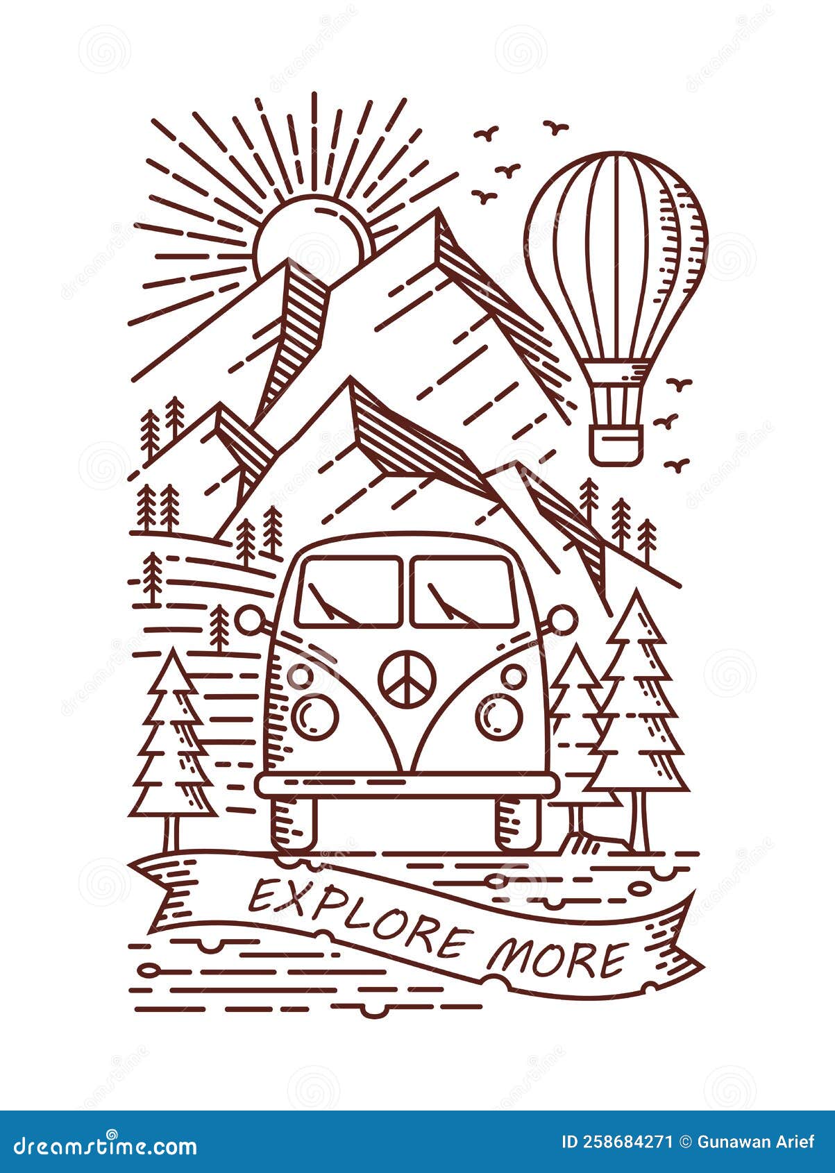 Explore Outdoor Line Illustration Design Stock Vector - Illustration of ...