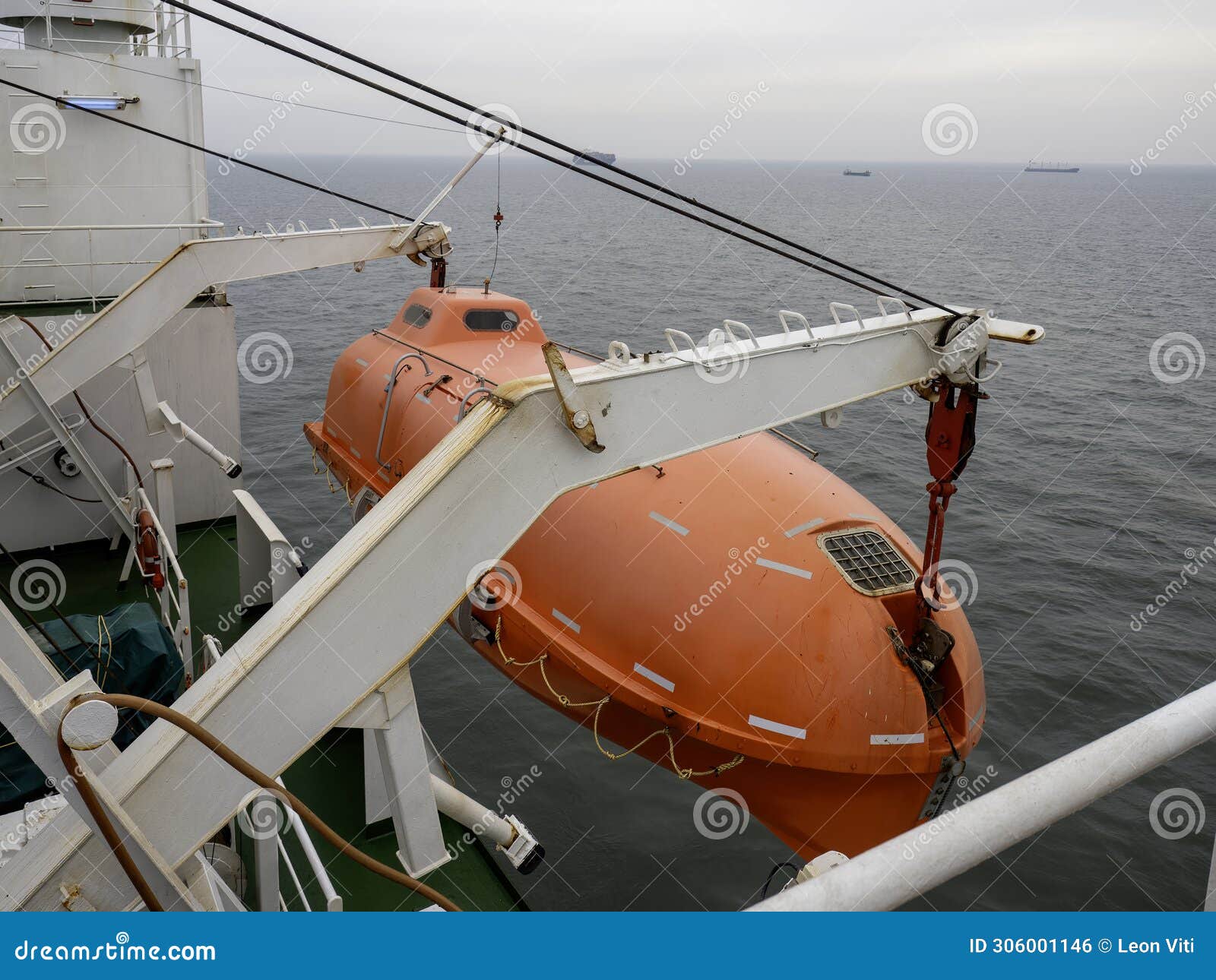 Life Boat of Big Ship in Navigation Stock Photo - Image of maritime ...