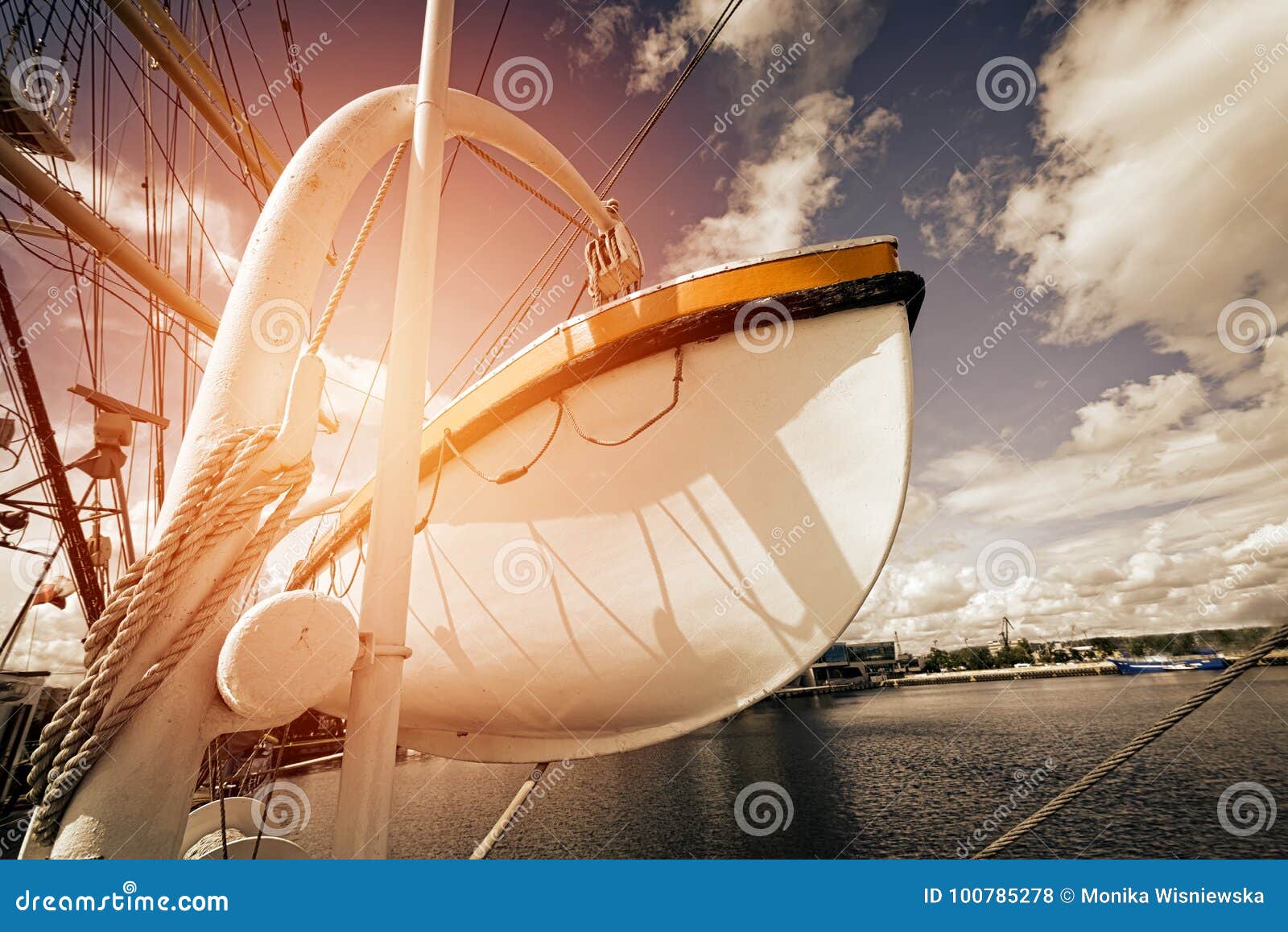 Life boat on sailing ship stock photo. Image of deck - 100785278